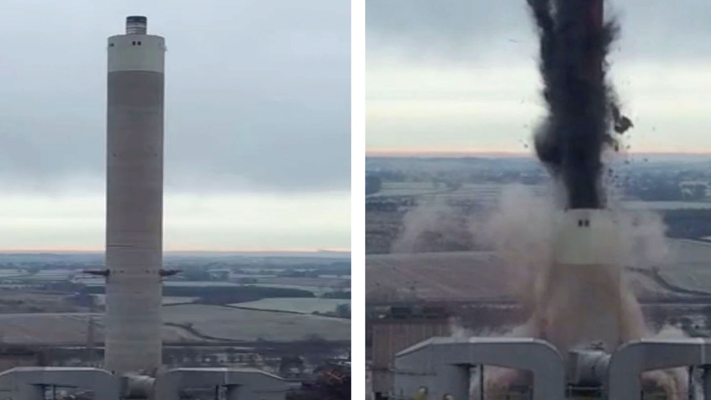 Sprengung in England: 183 Meter hoher Turm wird abgerissen (Video ...