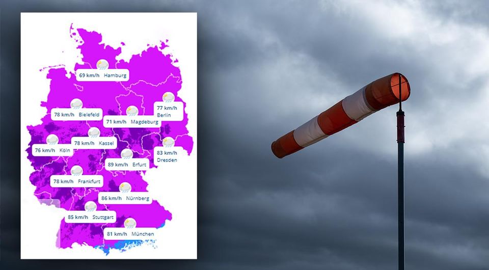 DWD warnt vor Tief "Nasim": Karte zeigt, wo der Sturm am stärksten ist | STERN.de