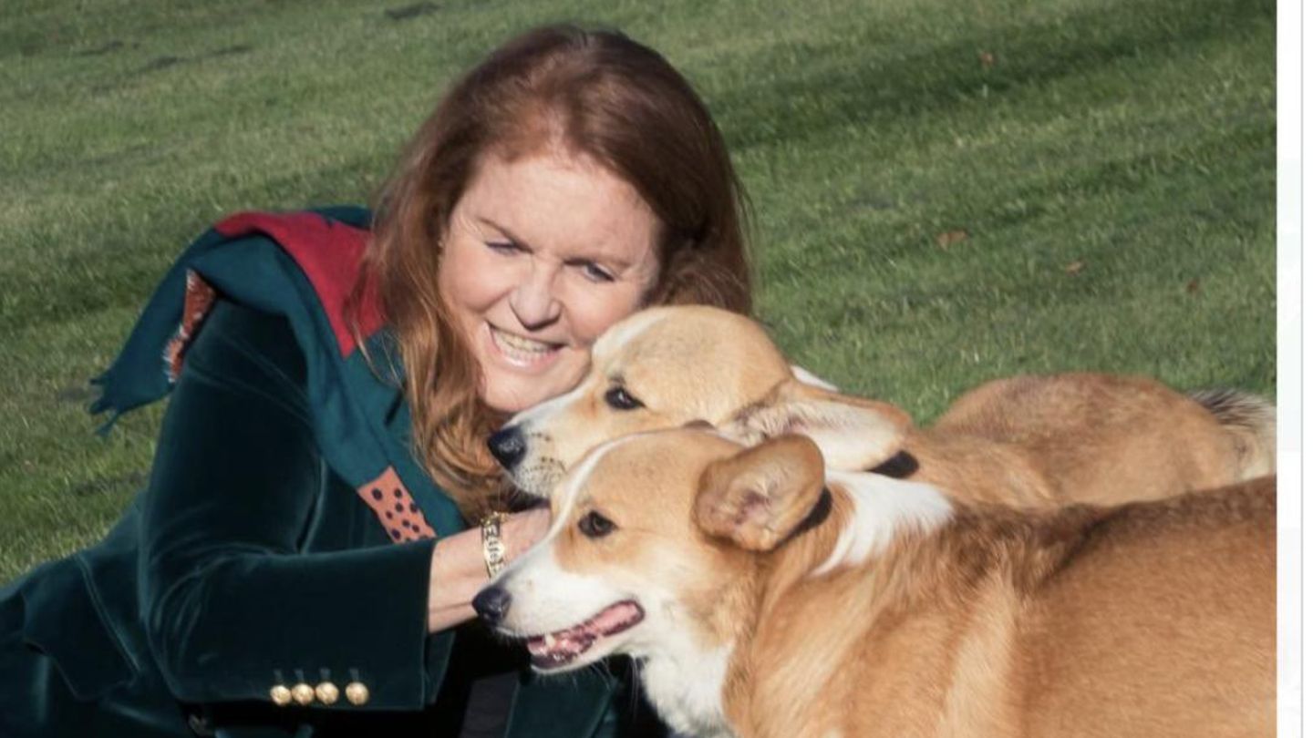 Zum 63. Geburtstag kuschelt Sarah Ferguson mit den Corgis der Queen