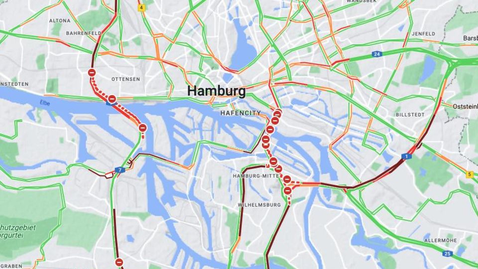 Elbtunnel Umfahren Karte