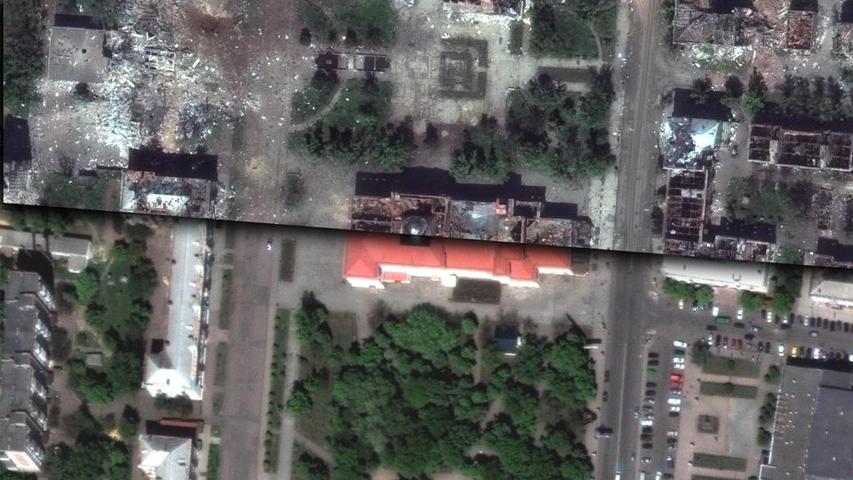 Ukraine: Neue Satellitenbilder dokumentieren die Zerstörung in Bachmut ...