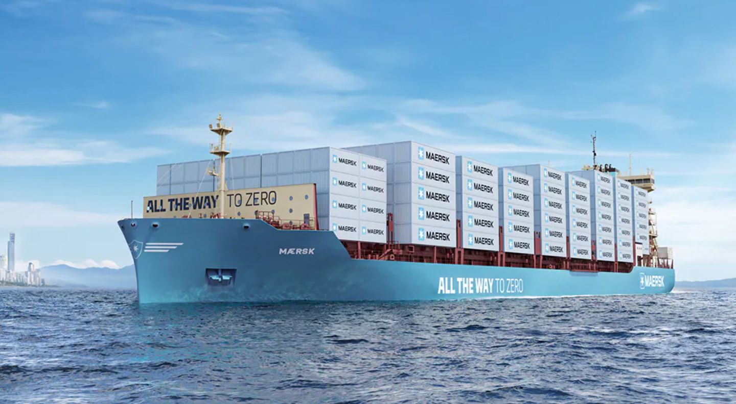 "Laura Maersk": Sauberes Containerschiff fährt mit grünem Methanol ...