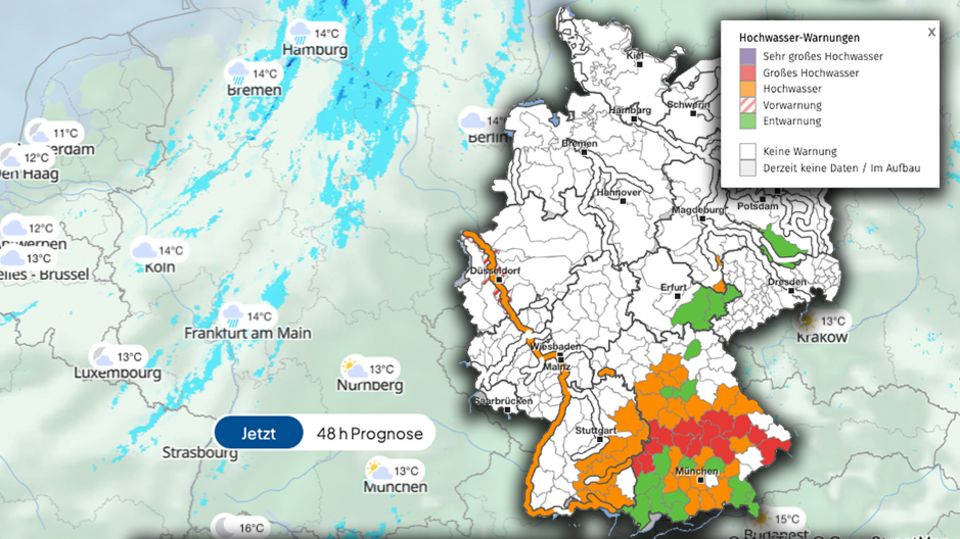 Unwetter, Hochwasser, Regen: Diese Karten zeigen die Wetterlage | STERN.de