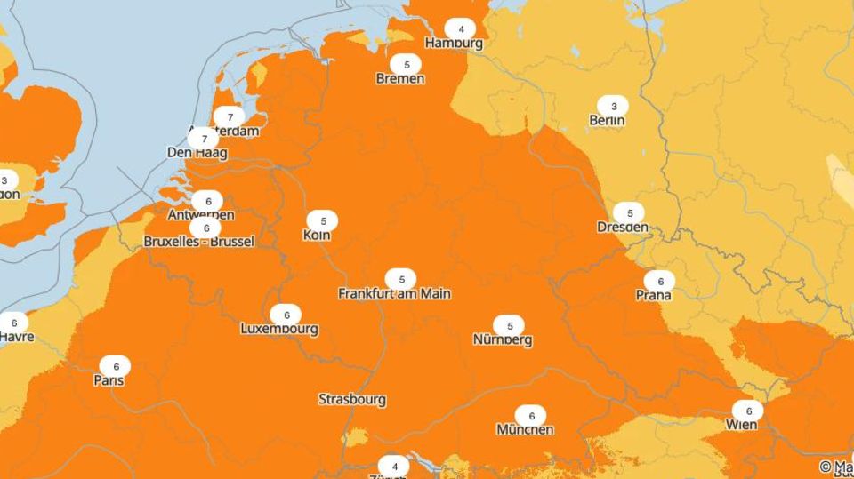 Wetter-Warnungen: Karten zeigen, wo Hitze und UV-Belastung hoch sind | STERN.de