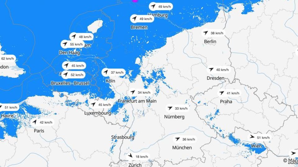 Unwetter: Karten zeigen, wo es heute am stärksten stürmt | STERN.de