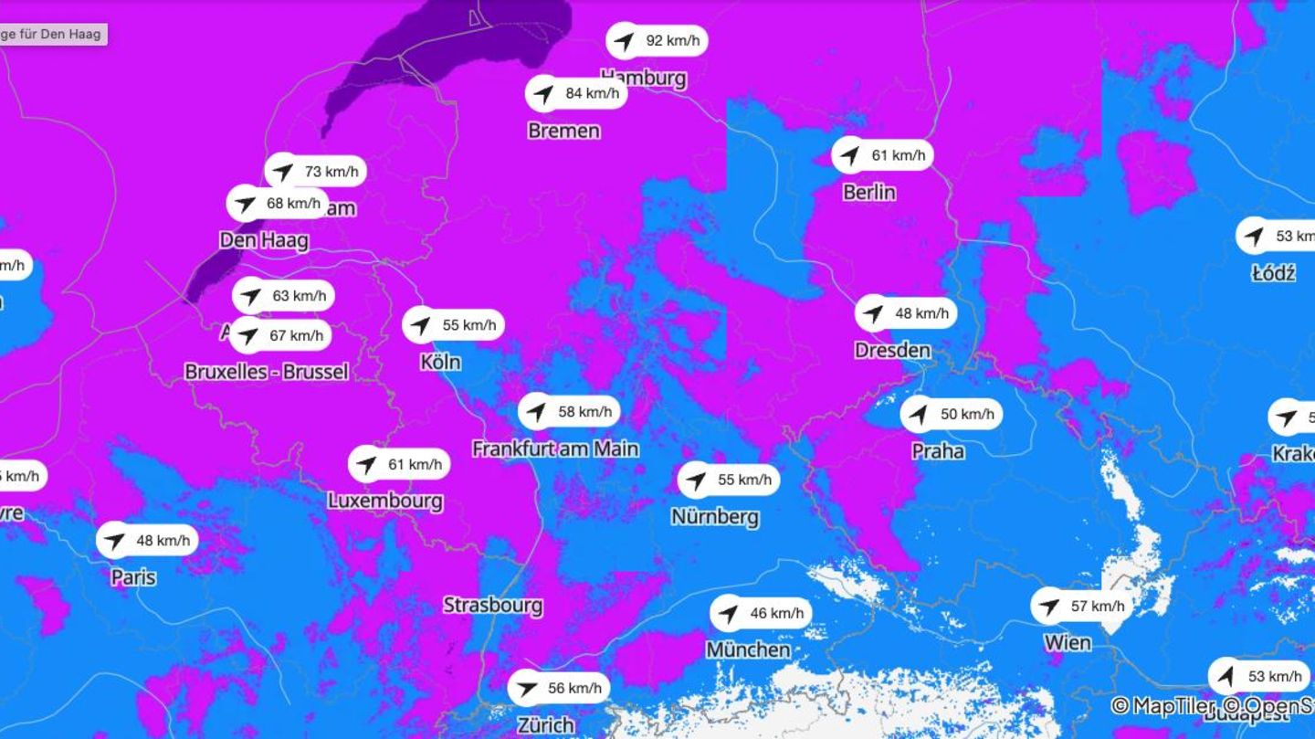 Unwetter-Warnung: Diese Karten zeigen, wo es heute am stärksten stürmt