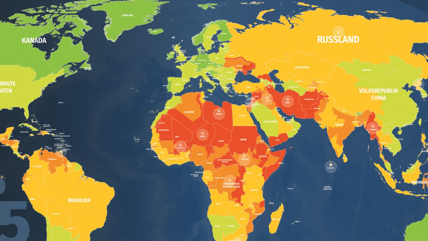 KRIEGE UND KRISEN: Risk Map 2025: Das sind die (un)sichersten Länder ... KRIEGE UND KRISEN: Risk Map 2025: Das sind die (un)sichersten Länder ...