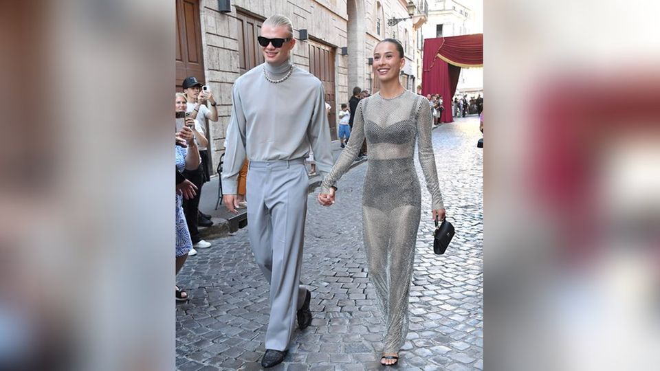 Erling Haaland und Isabel Haugseng Johansen bei Fashionshow in Rom ...