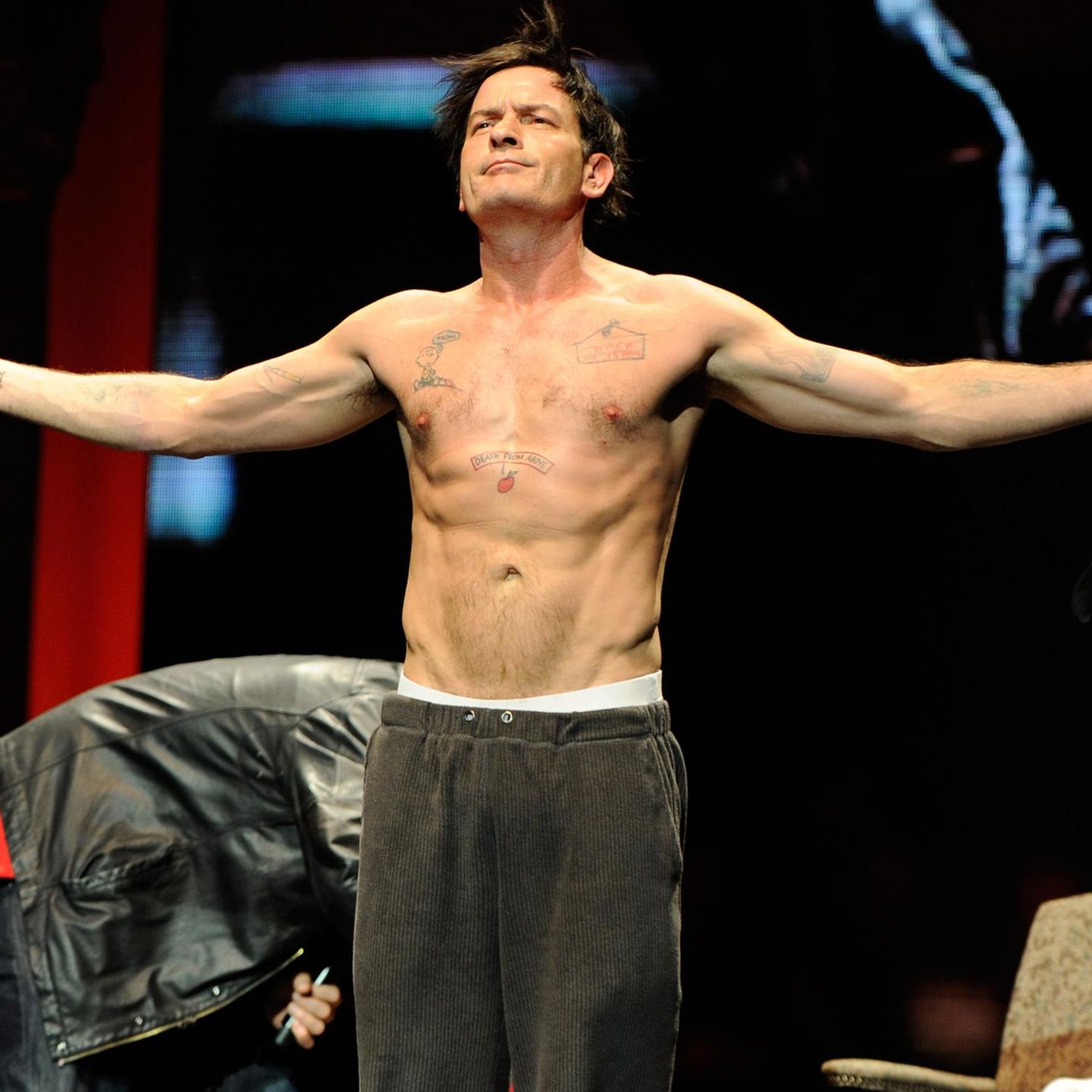 Charlie Sheen Shoulder Tattoos D.F.S.U: Don't F#ck Sh#t Up!!! Charlie