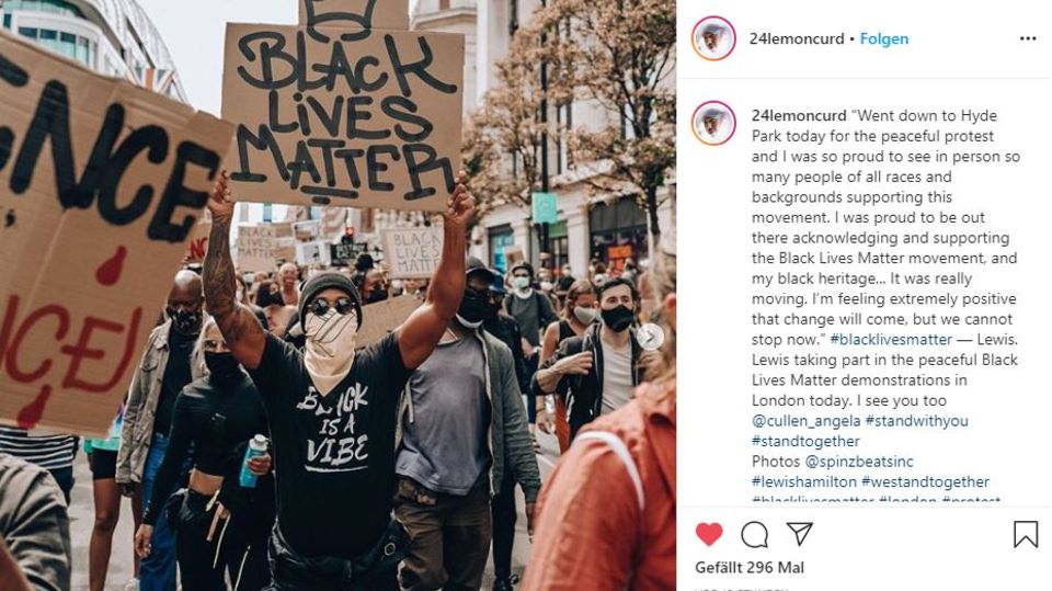 Lewis Hamilton nimmt an "Black Lives Matter"-Demo teil | STERN.de