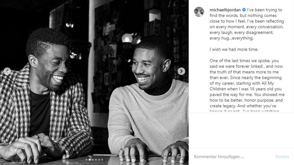 Michael B. Jordan ehrt Chadwick Boseman mit rührenden Worten | STERN.de